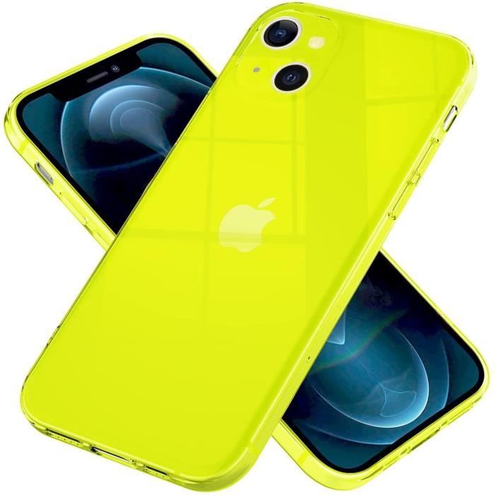 Clair Housse Néon Compatible avec iPhone 13 Coque,Transparent Coloré ...