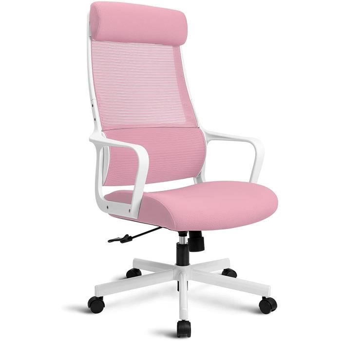 Chaise Bureau Rose, Chaise de Bureau Ergonomique avec Soutien Lombaire ...