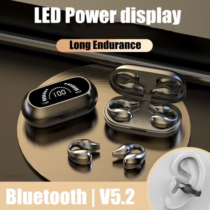 Écouteurs sans fil Bluetooth 2023 à Conduction osseuse Clip d'oreille ...