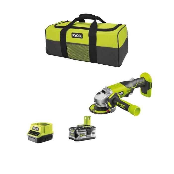 Meuleuse d'Angle RYOBI R18AG-15 (1 x 5,0 Ah + RC18120 + Sac RTB01 ...