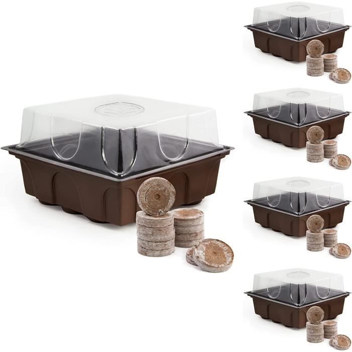 HappySeed 5X Kit de bacs de Culture avec 60 Plaquettes de Coco ...