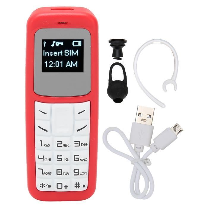 Mini téléphone portable - VBESTLIFE - Rouge - Bluetooth - 2G - Léger et ...