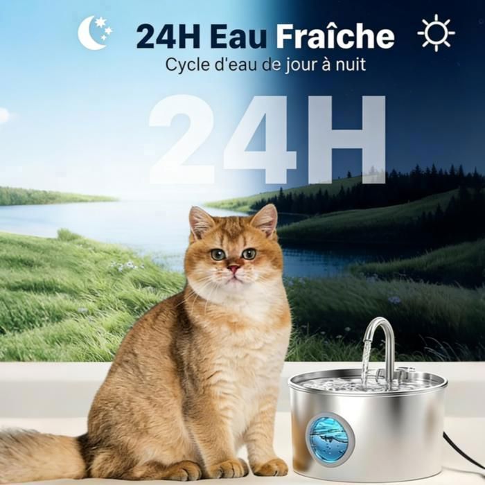 Fontaine à Eau pour Chat INOX – 3,2 L – Ultra silencieuse – Fontaine ...
