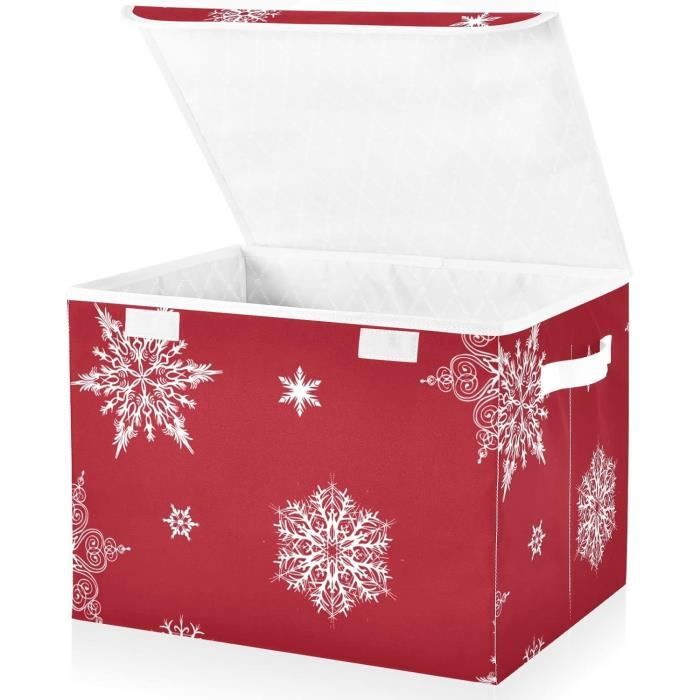 Bacs De Rangement Pliables En Tissu Rouge Avec Couvercle, Boîtes De ...