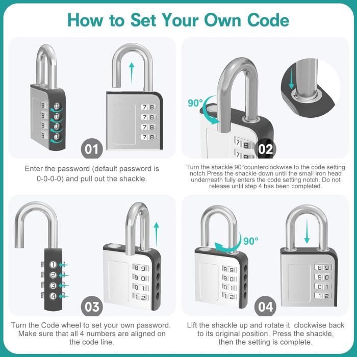 Cadenas Code - Cadenas Casier 4 Chiffres - En Acier Trempé Massif ...