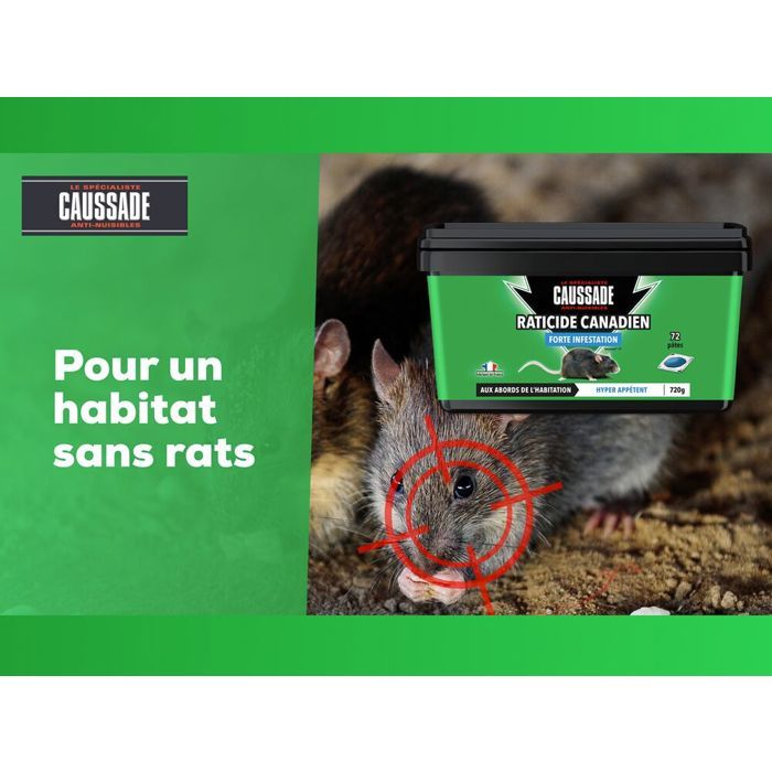 CAUSSADE Lot de 2 boîtes Raticide Canadien - Fortes Infestations - 2x72 ...