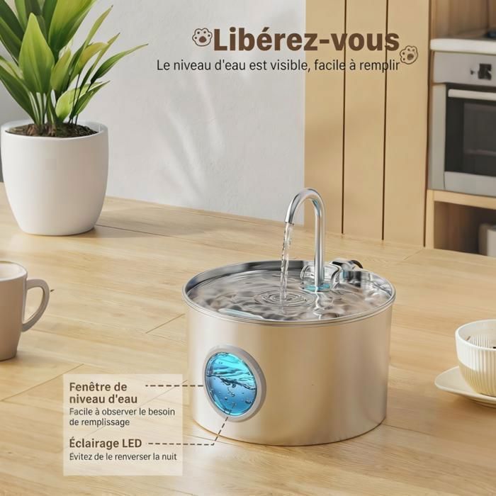 Fontaine à Eau pour Chat INOX – 3,2 L – Ultra silencieuse – Fontaine ...