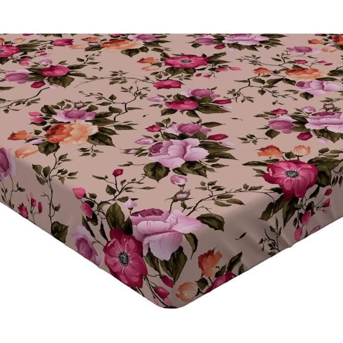 Fleur Drap-Housse, Motif Floral Avec Rose, Pochette Élastique Tout ...