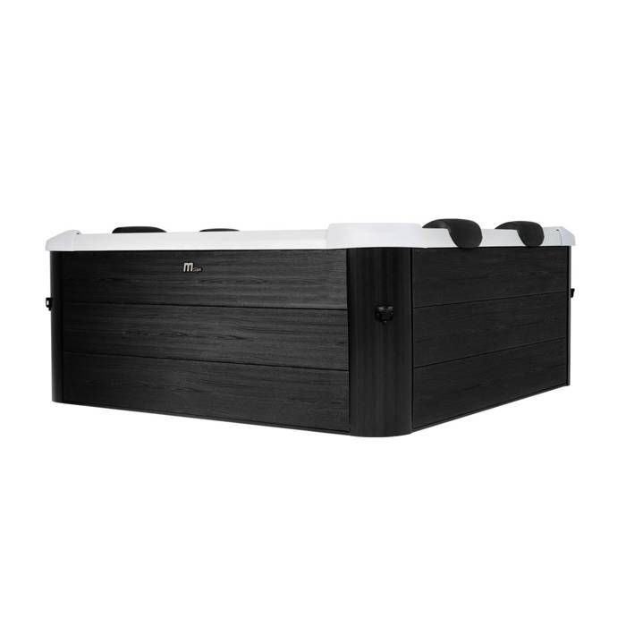 Spa rigide 6 places 180cm carré gris hydromassages, 4 coussins + bâche ...