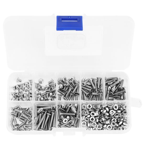 Assortiment de 340 vis à tête plate à six pans creux M3 en acier inoxydable SS304 - Cdiscount ...