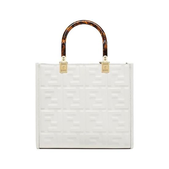 FENDI Fendi 23 nouveau style petit sac à main en cuir blanc à motif de ...