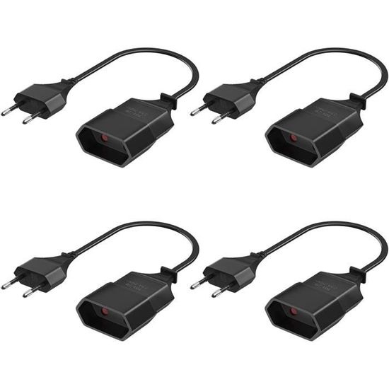 Lot De 4 Rallonges Eu, Eu Plug, Adaptateur De Prise 0,2 M Avec Câble ...