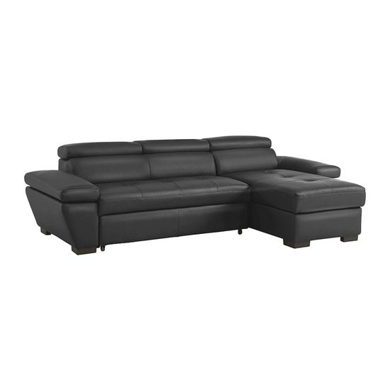 Canapé d'angle convertible en cuir JONOVA - Anthracite - Angle droit ...