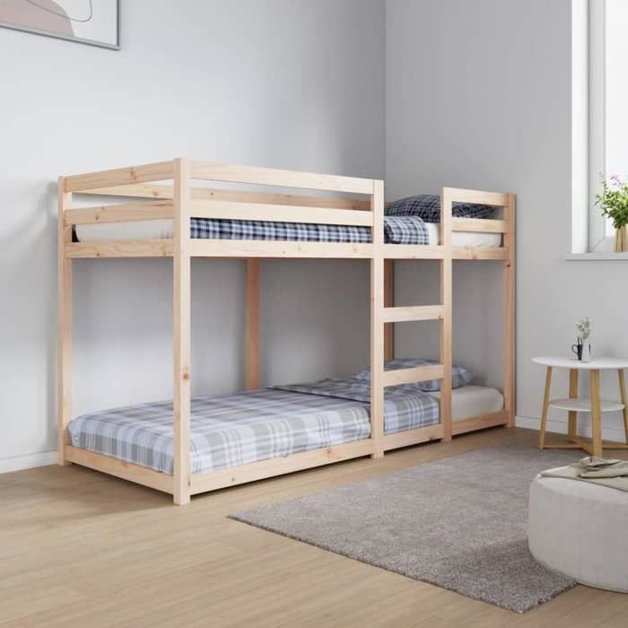 Lit superposé enfant - SALE 2025 - 75x190 cm - Bois de pin massif - 2 ...