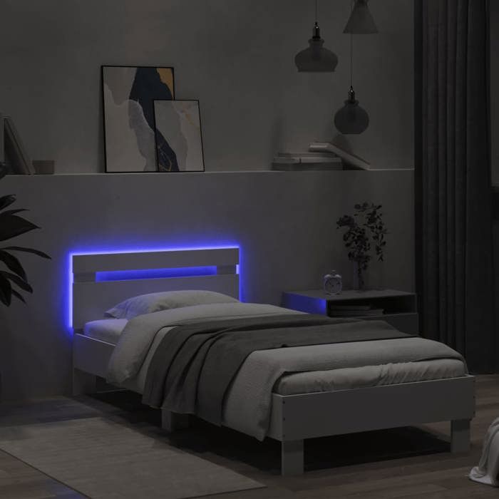 Cadre de lit 1 Place - UU - 90x190 cm - Bois d'ingénierie - LED RGB ...