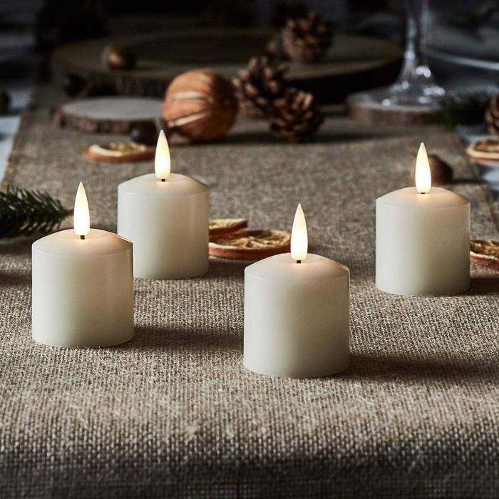 Lights4fun TruGlow Set of 4 Votive Candles Flameless Ivory Wax Candles ...