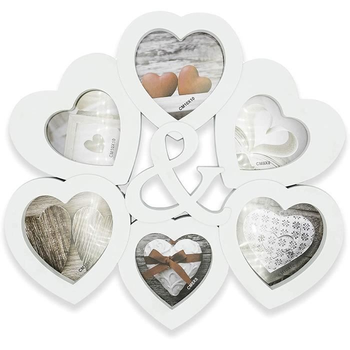 Cadre photo mural multi-photos pour 6 photos love, cadre photo en cœur ...