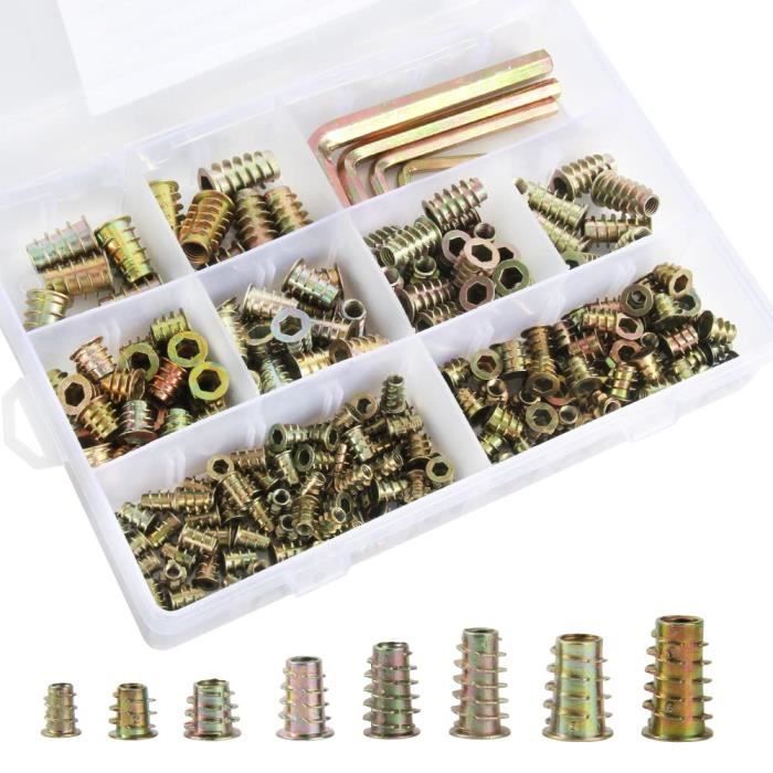 234 Pièces Écrou Hexagonal M4 M5 M6 M8 fileté en alliage de zinc ...