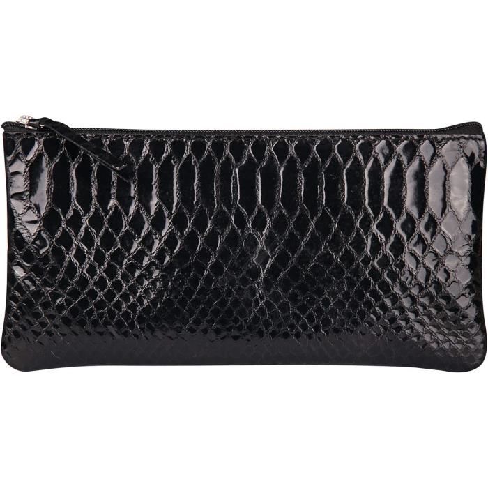 410181C - Trousse Scolaire Plate Effet Python Noir 22X11 Cm En ...