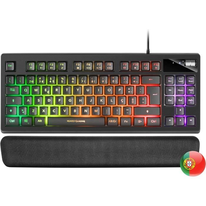Mars Gaming Mkaxpt Clavier Compact Tkl H-Mech, Éclairage Rgb 9 Effets, Repose-Poignets En Gel ...