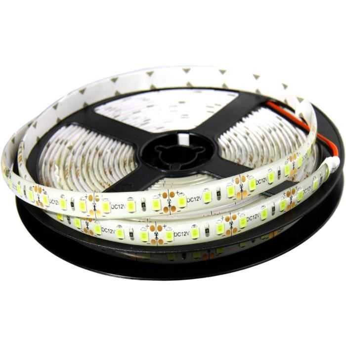 Ruban Led 5 Mètres 12V Pour Extérieur Ip65, Lumière Naturelle 4000K, 120 Leds-M, Smd 2835, Leds ...