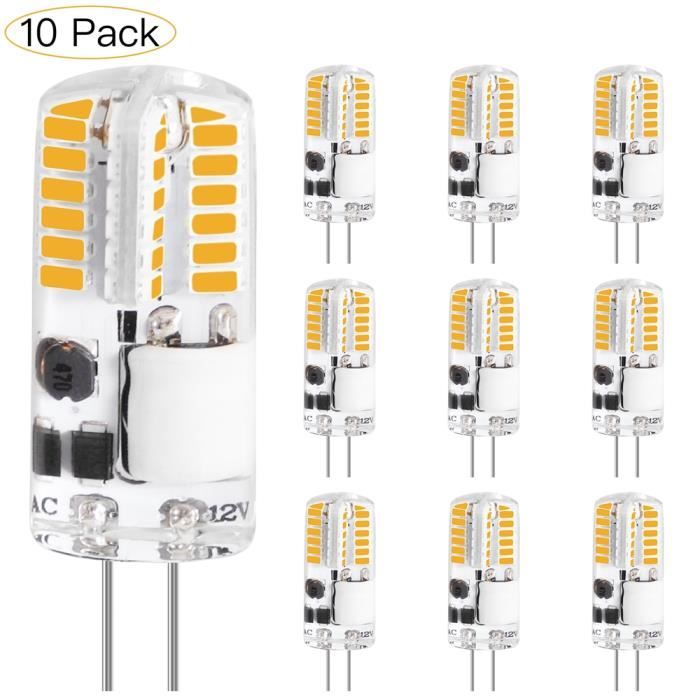 LEDGLE Lot de 10 Ampoule LED G4 3W Économie d'énergie Équivalent 30W Lampe Halogène AC/DC 12V ...