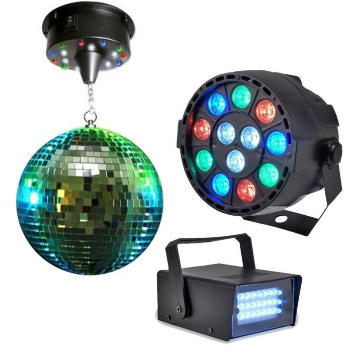 Pack LIGHT Boule à facettes 30cm + Mini strobe + PAR-MINI-RGBW ...