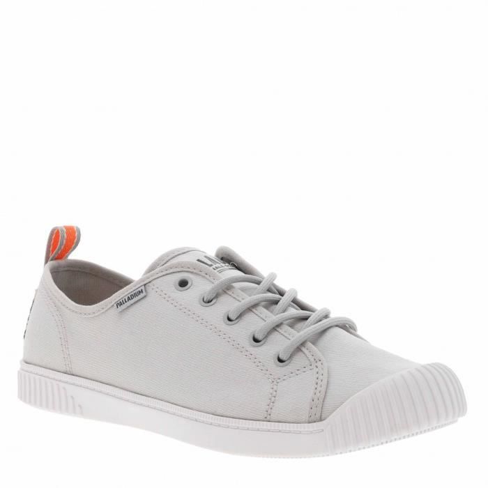 Baskets basses en coton PALLADIUM - EASY LACE - Gris - Lacets ronds ...