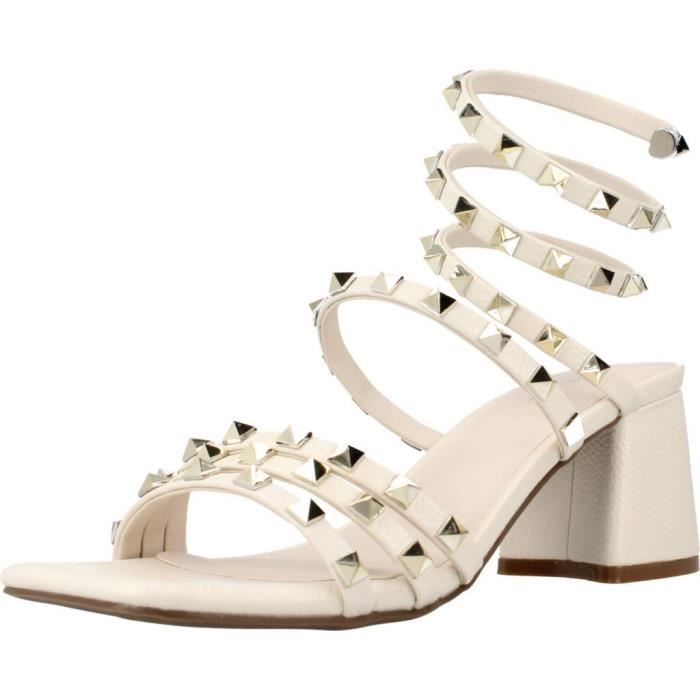 Sandale - nu-pieds Femme MENBUR 136144 Blanc - Talon compensé 7.5cm ...