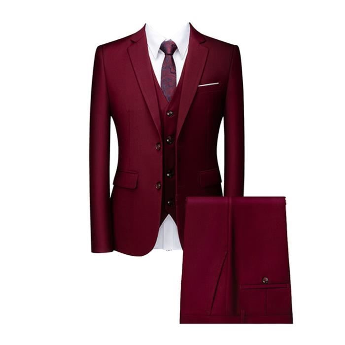 Costume de Mariage Homme - Coupe ajustée - Vin Rouge Vin rouge ...