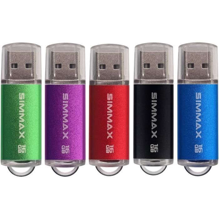 Clé Usb 16 Go Lot De 5 Mémoire Stick Usb 2.0 Flash Drive Pivotant ...