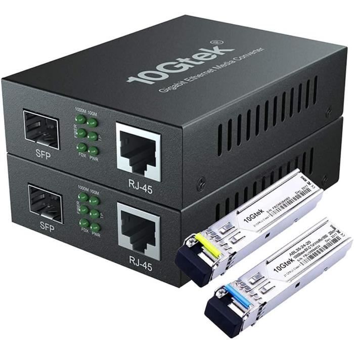 Paire De Convertisseurs De Média Gigabit Ethernet, Slot Sfp Avec Une Paire De Modules Sfp Bidi ...