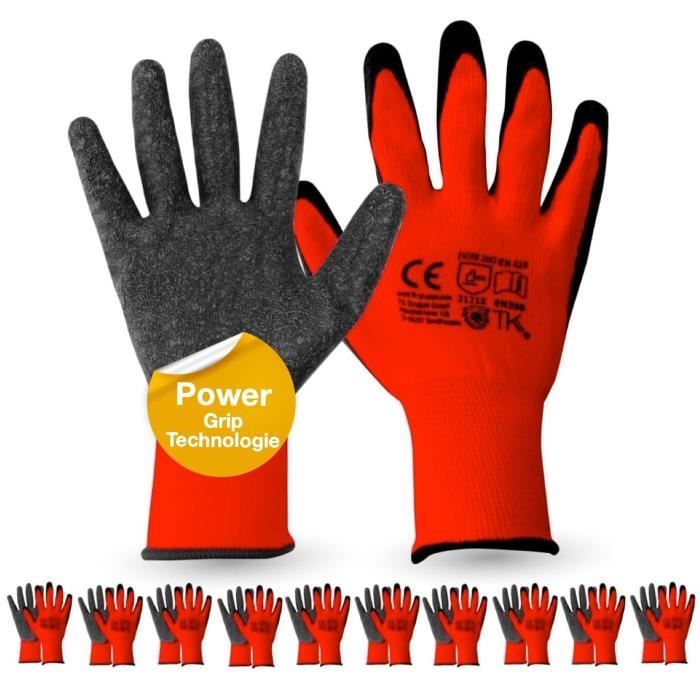 20x Premium EN388 rouge Gants de travail taille unique 7-11 - Gants ...