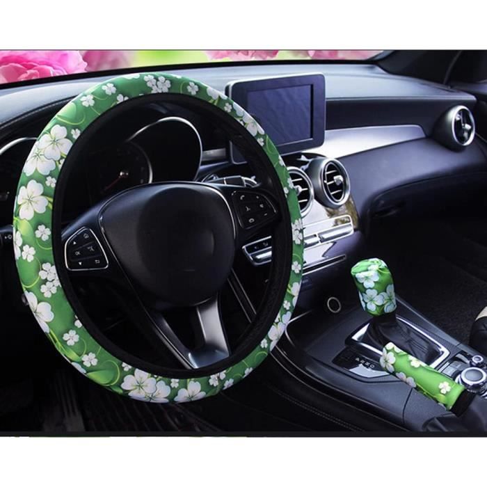 Housse de volant en tissu à motif floral multicolore, frein à main ...