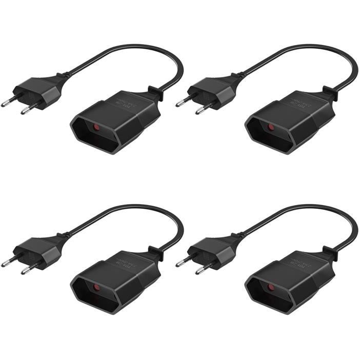Lot De 4 Rallonges Eu, Eu Plug, Adaptateur De Prise 0,2 M Avec Câble ...