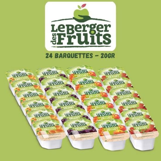 Pack 60 barquettes : 24 barquettes de confiture BERGER DE FRUITS+ 12 de ...