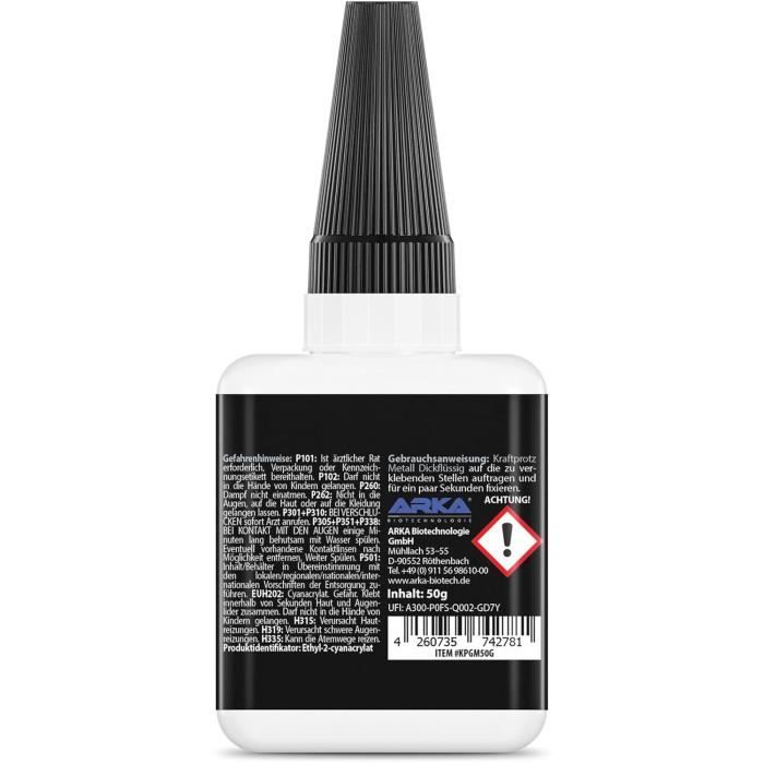 Lot de 3 tubes de colle instantanée extra forte pour métal de 50 g Avec ...