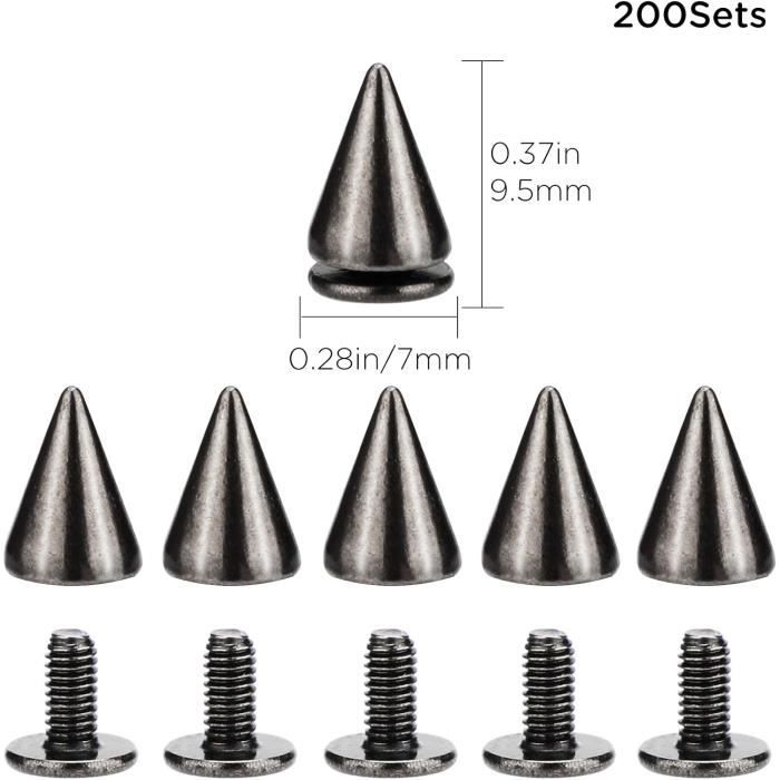 200 Ensembles-Paires 7x9.5mm Bullet Cône Pointes et Goujons en Métal ...