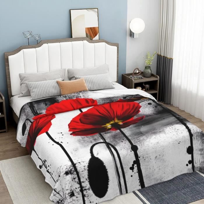Couverture Avec Motif De Roses Rouges, 3D Romantique - Couverture ...