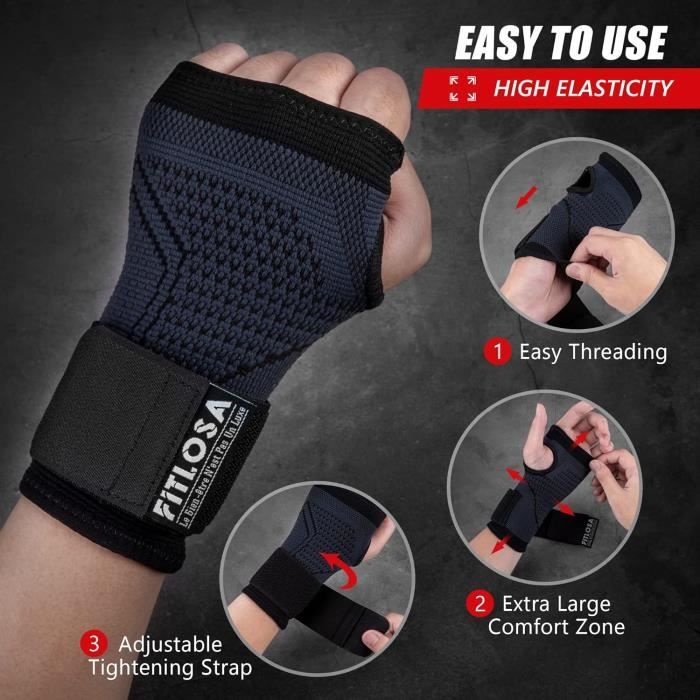 2 Set | Attelle Poignet Sport | Protège Musculation | Respirante ...