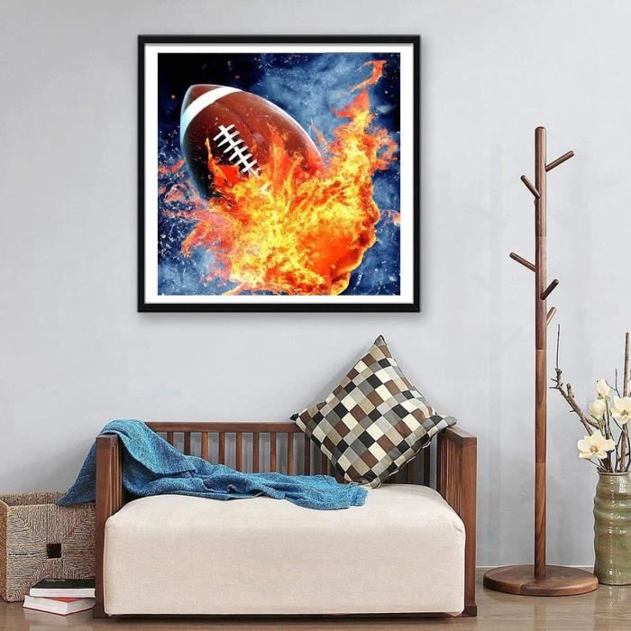 5D Diamond Painting Complet Flamme Rugby, Broderie Peinture Diamant ...