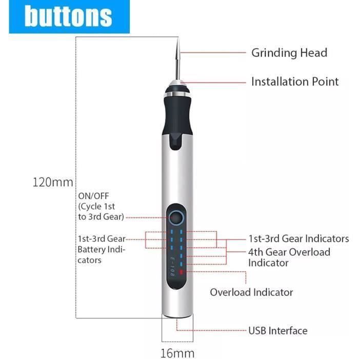 MOON-Stylo Graveur électriqueVitesse Réglable Graveur électrique ...