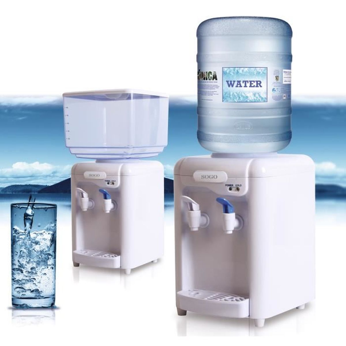 DISTRIBUTEUR D'EAU - GARRAFA + RESERVOIR - 2 ROBINETS - 7L - 65W ...