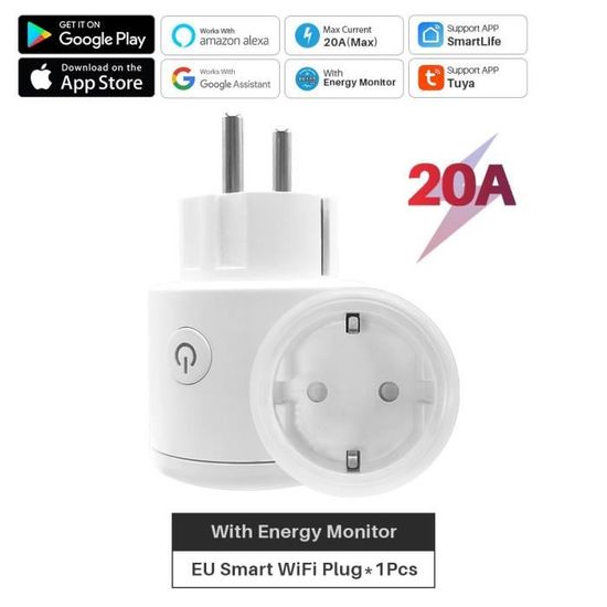 Prise électrique,Prise Wifi intelligente pour maison connectée, 20a ...