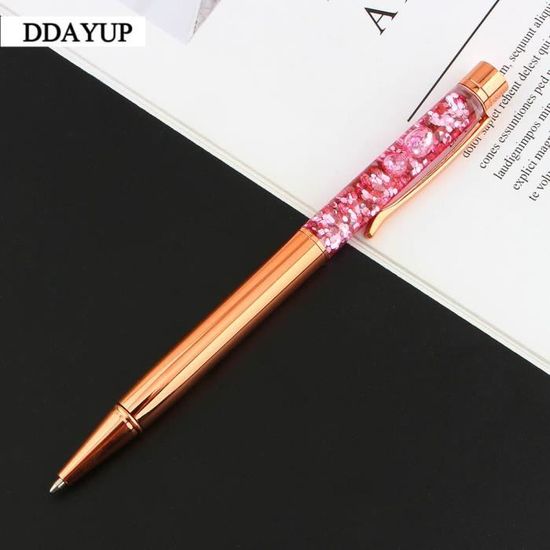 Stylo,Stylo à bille de luxe 1.0mm,sables mouvants,huile,cristal,feuille ...