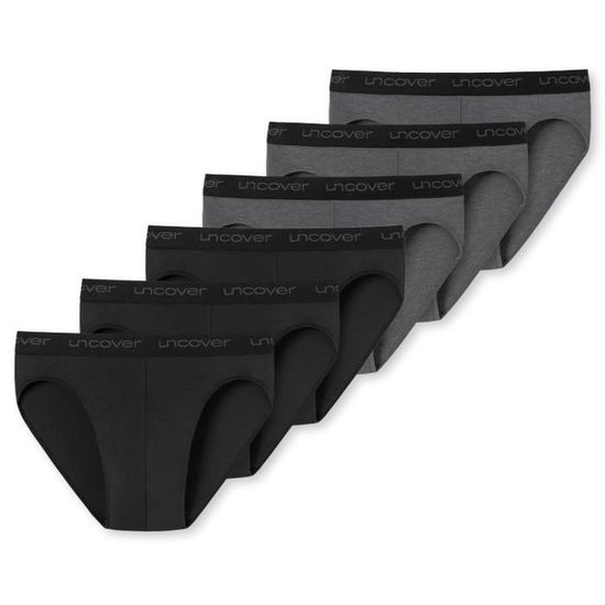 Uncover by Schiesser Slips Hommes Basic lot de 6 Noir / gris - Cdiscount Prêt-à-Porter