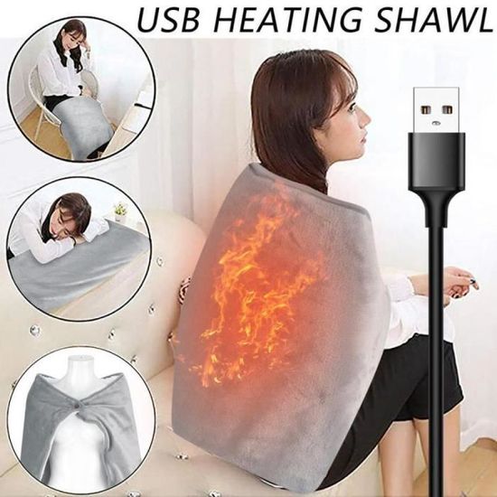 Couverture chauffante électrique USB pour voyage, 5V, pipeline, châle ...