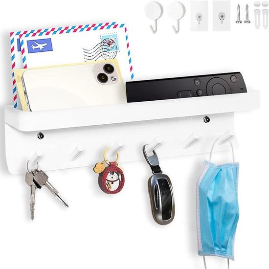 Echehi à 6 Crochets Porte Clé Mural, Multifonctionnel Auto-Adhésif ou ...