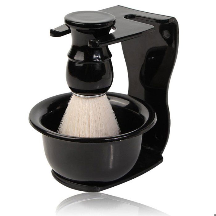 Ensemble de rasage 3 en 1 avec blaireau, porte-savon et support ...