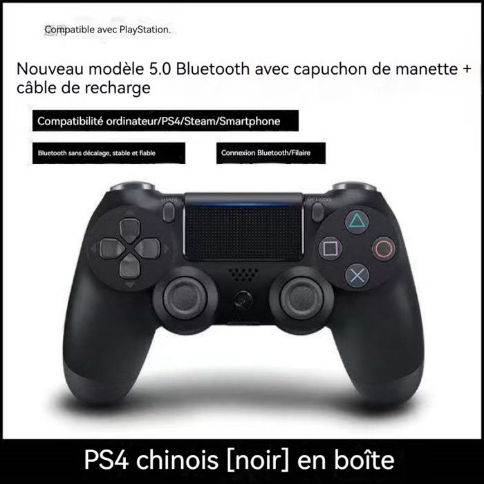 Manette PS4 DualShock 4.0 V2 Jet Black JEU VIDEO CONSOLE RETRO ...
